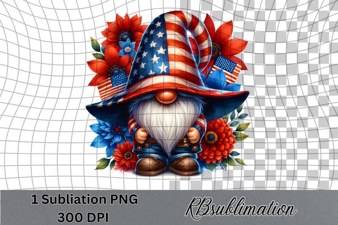 Patriotic Gnome- Watercolor Clipart - PNG Digital Clipart ...