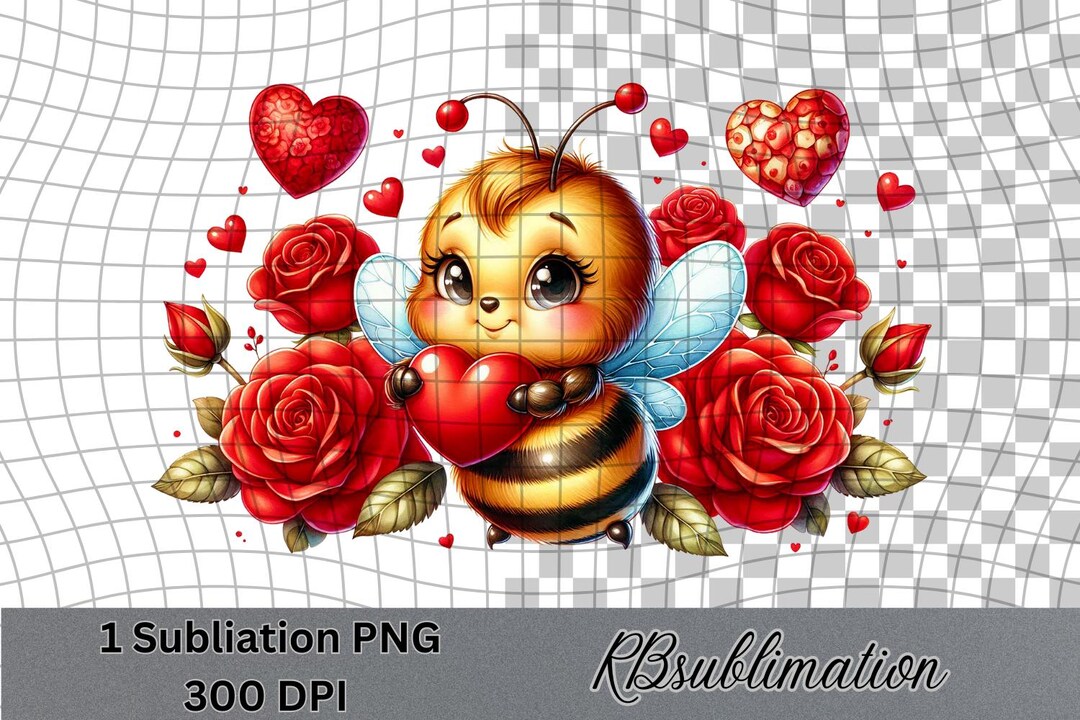 Valentine Bee- Watercolor Clipart - PNG Digital Clipart - Scrapbooking ...