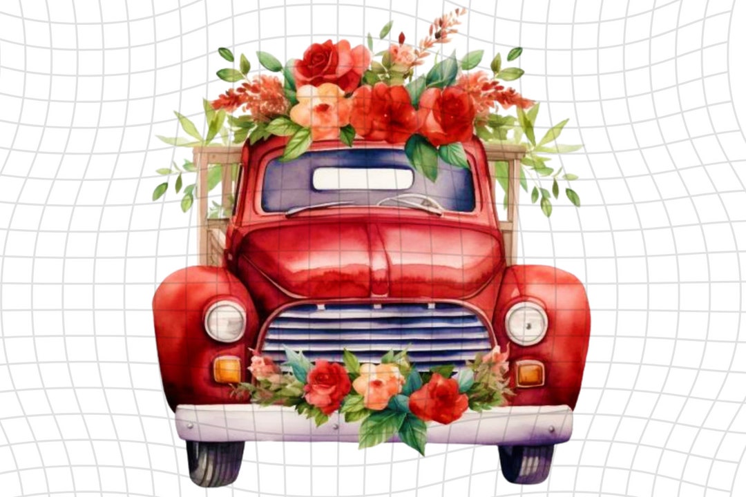 Old Red Truck- Watercolor Clipart - PNG Digital Clipart - Scrapbooking ...