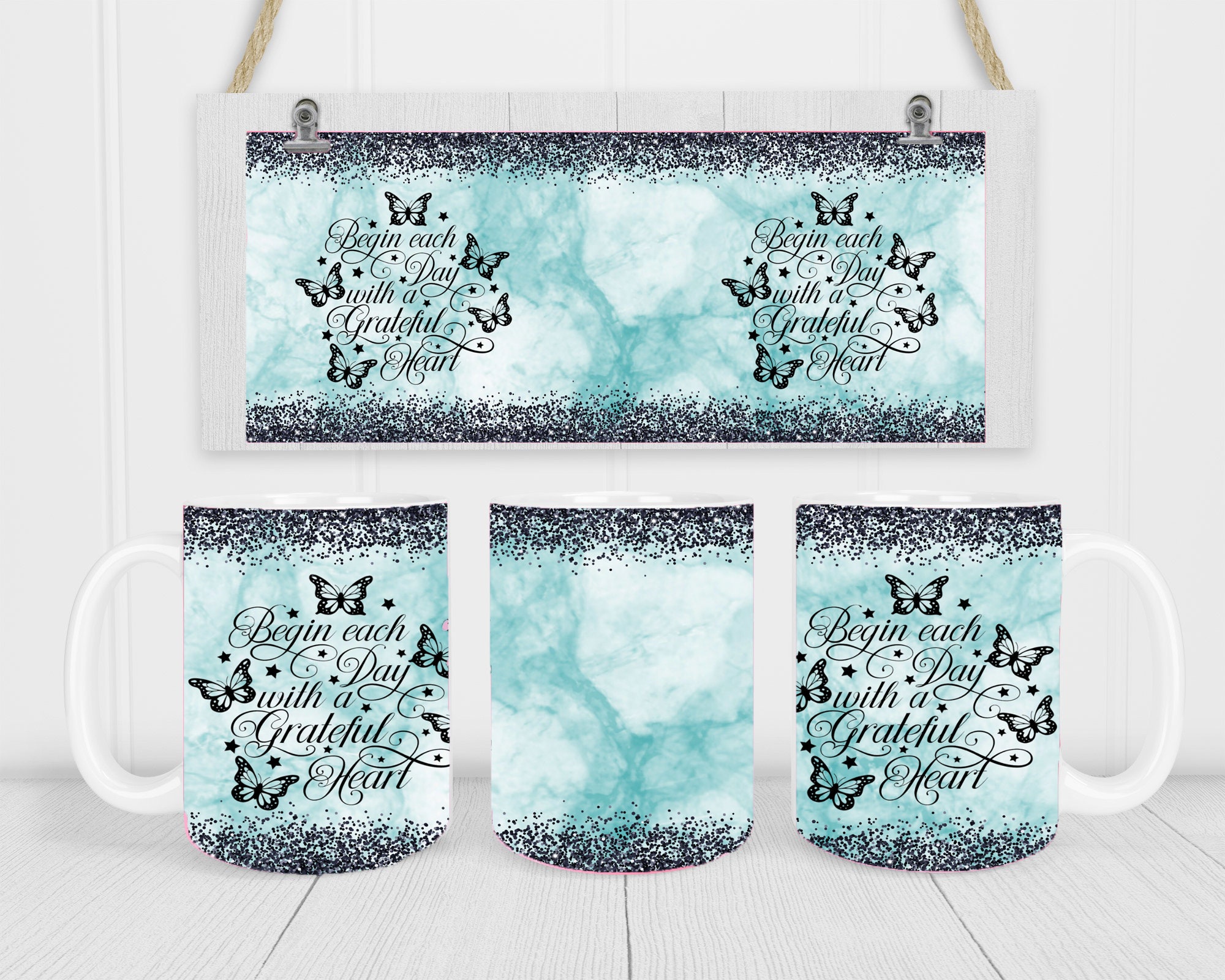 Sublimation Coffee Mug Begin Each Day Coffee Mug Wrap PNG - Etsy