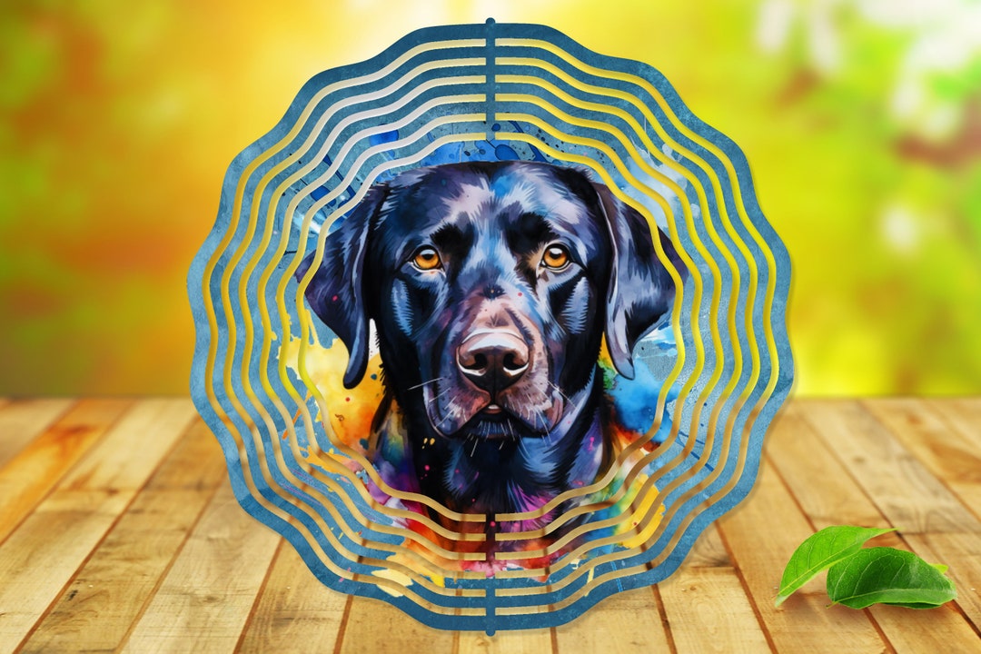 Wind Spinner Sublimation - Watercolor Black Lab - Wind Spinner Design ...