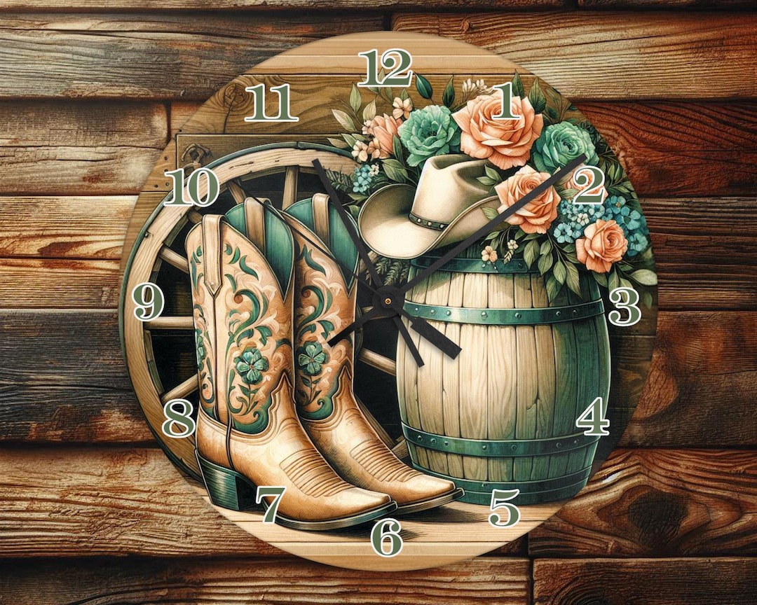 Rustic Cowgirl - Wall Clock Design - With Numbers - PNG Design ...
