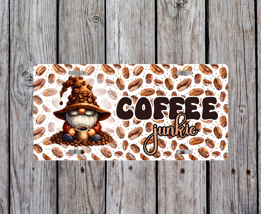 Coffee Junkie - License Plate Design - PNG Digital Download ...