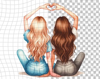 Best Friends Watercolor Clipart PNG Digital Clipart Scrapbooking ...