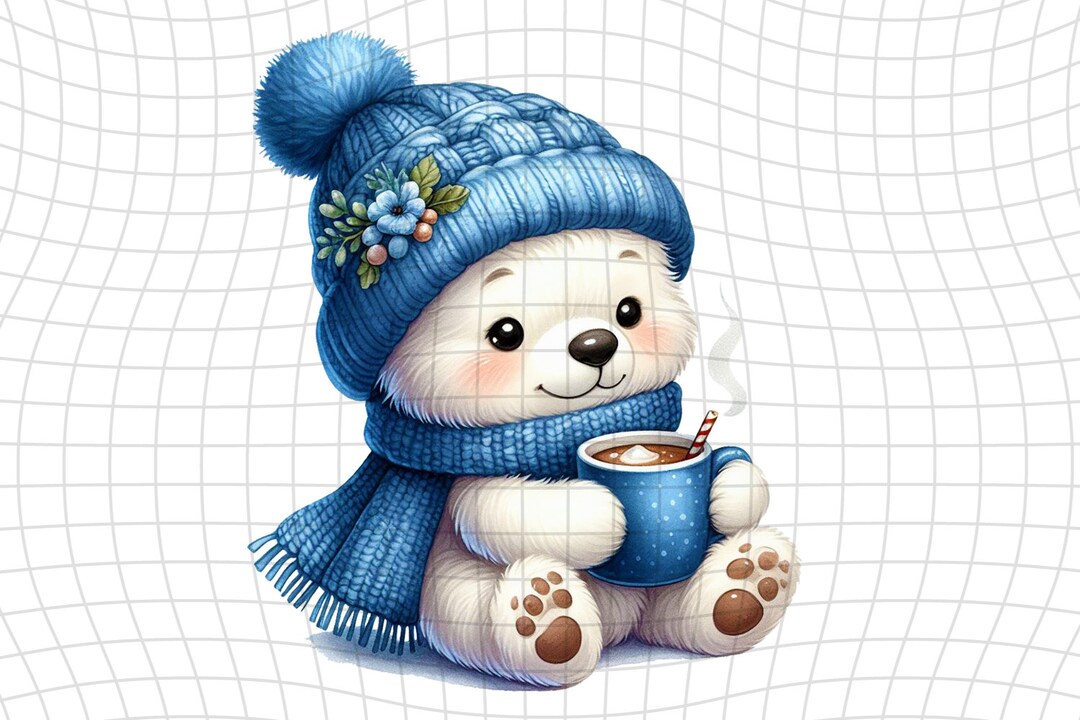 Cute Winter Bear- Watercolor Clipart - PNG Digital Clipart ...