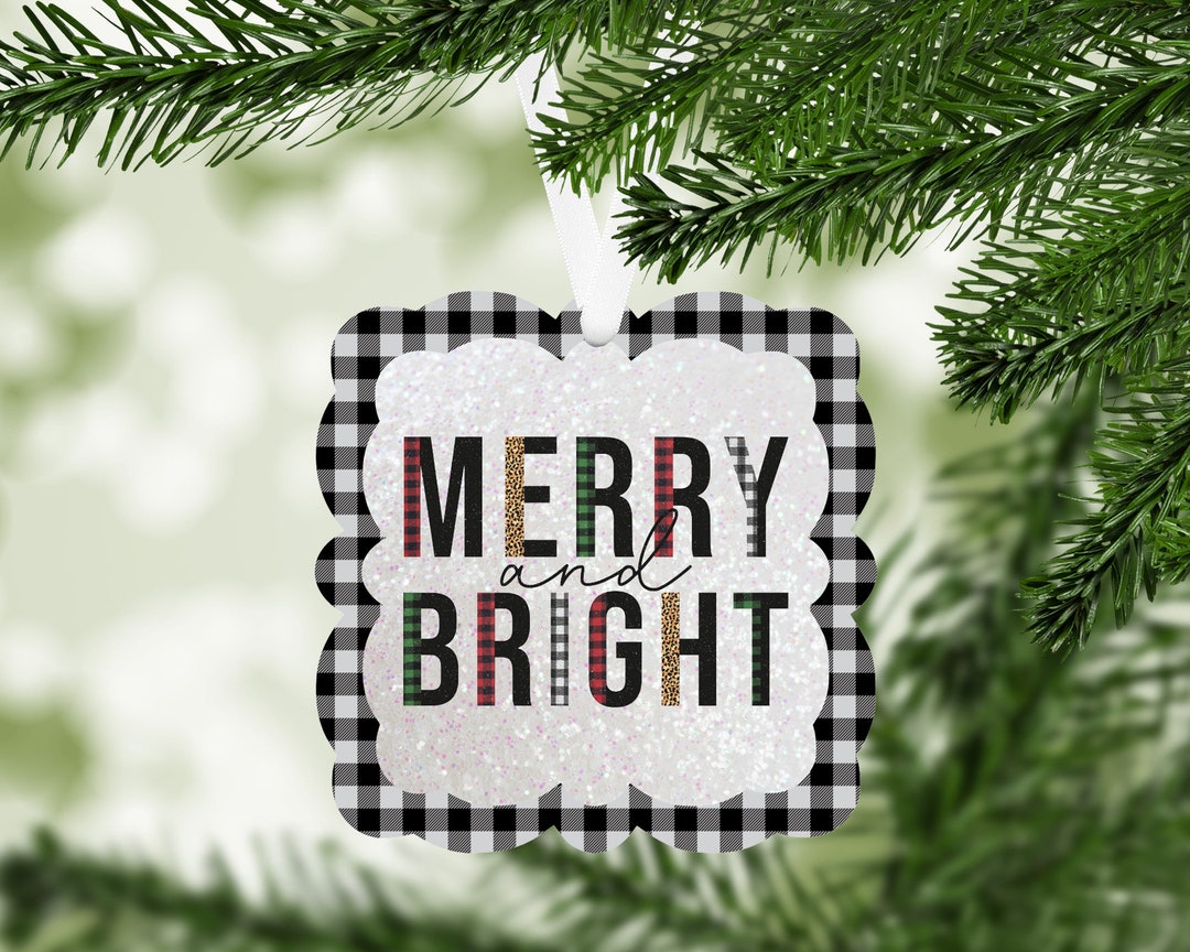 Merry and Bright Plaid - Malin Sublimation Ornament - PNG Design ...