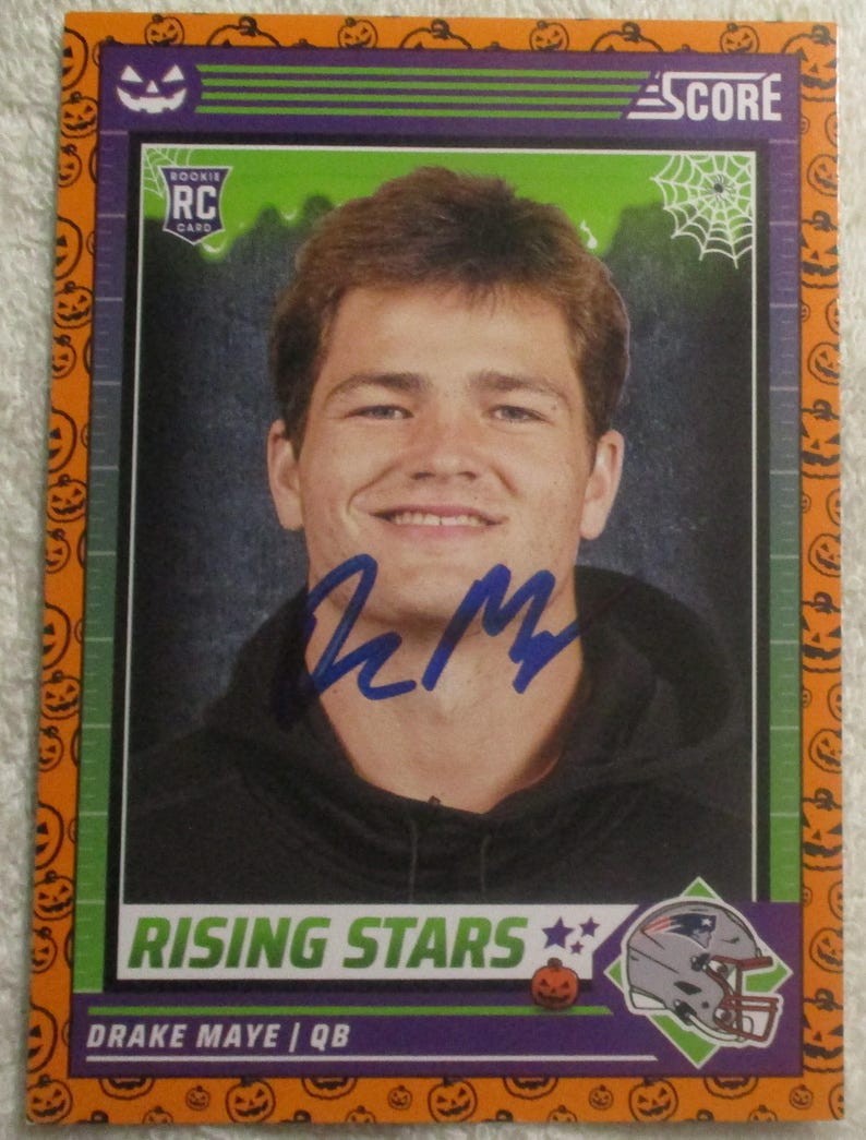 Drake Maye Rookie Rising Stars Autographed Card Patriots No COA - Etsy