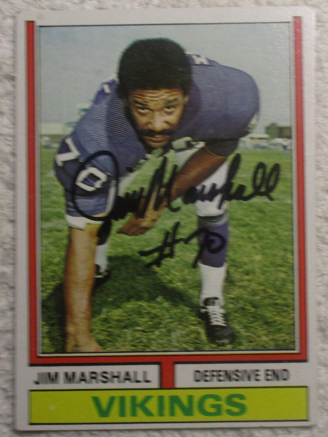 Jim Marshall Autographed Card Vikings No COA - Etsy