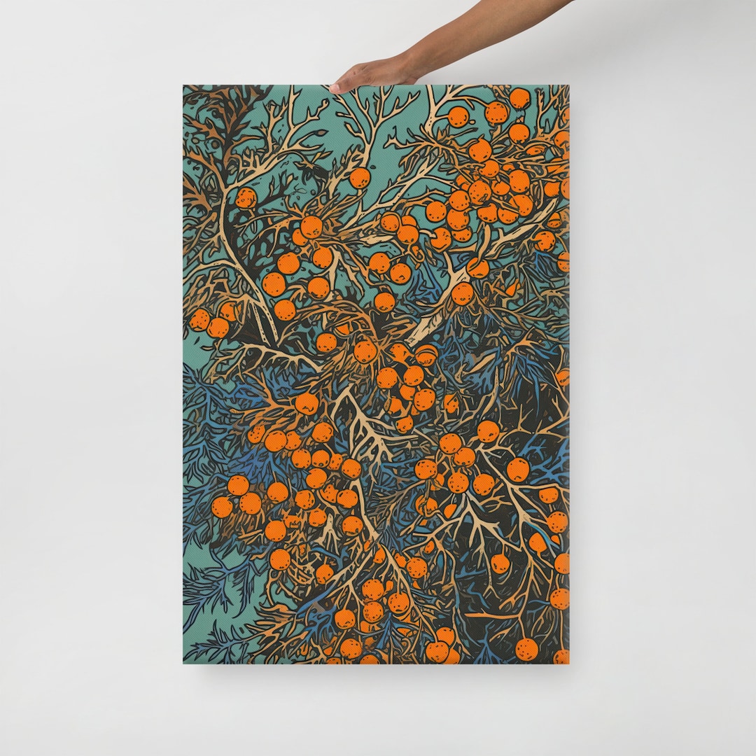 The Baneful Garden Stylized Sea Buckthorn Illustration on Canvas - Etsy