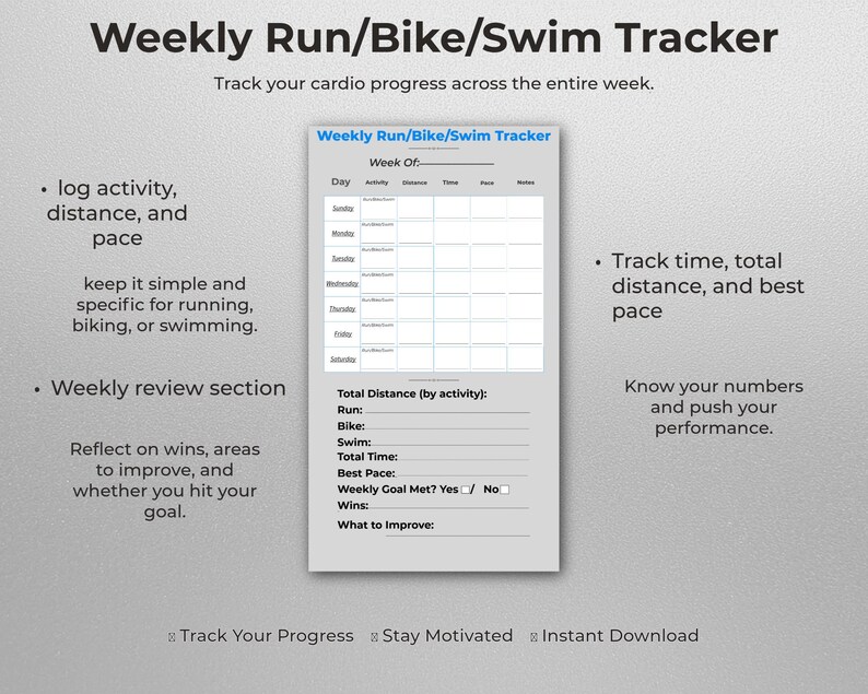 Weekly Cardio Tracker – Printable Weekly Fitness Log | Clarity ...