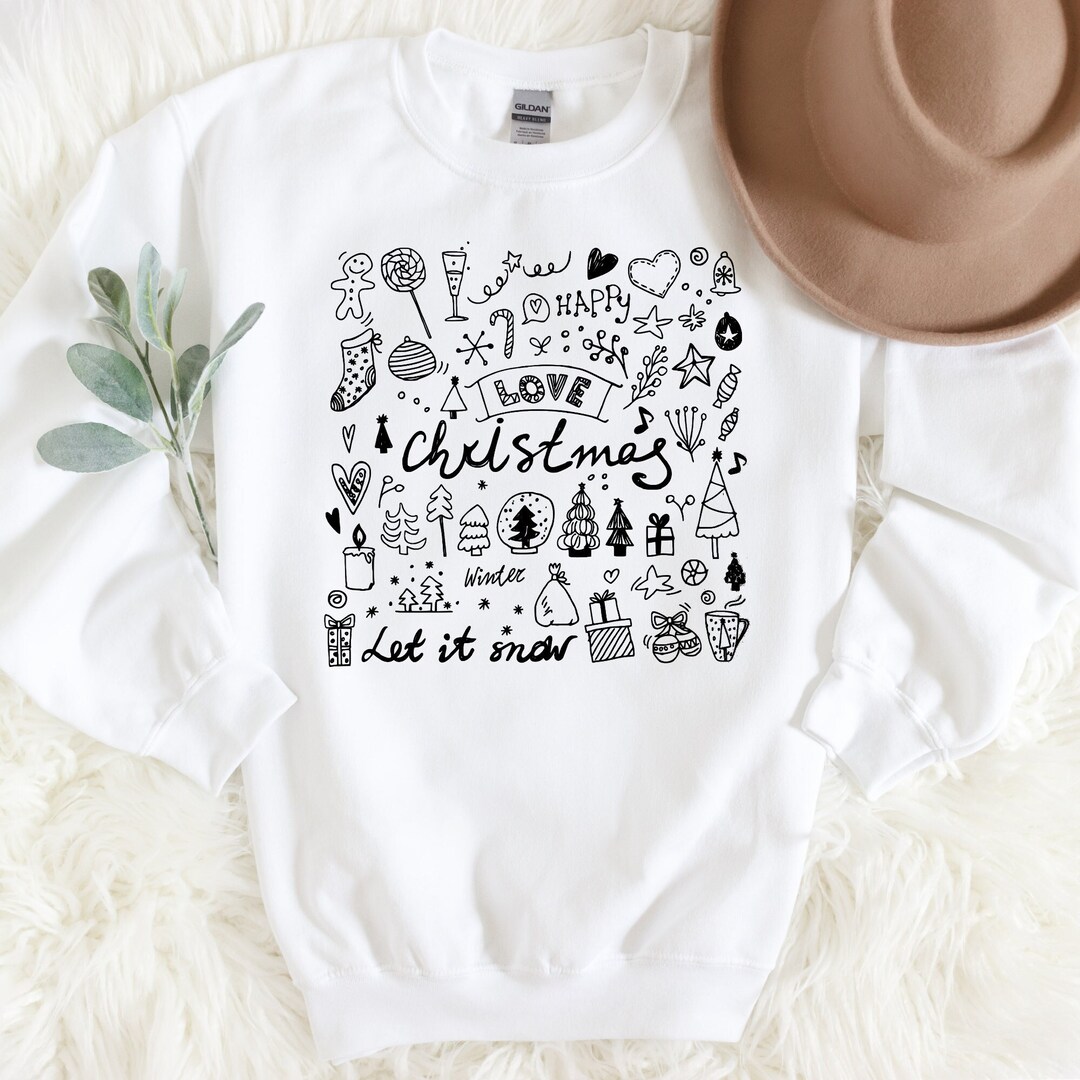 Merry Little White Christmas Sweatshirt Minimalist Graphic - Etsy