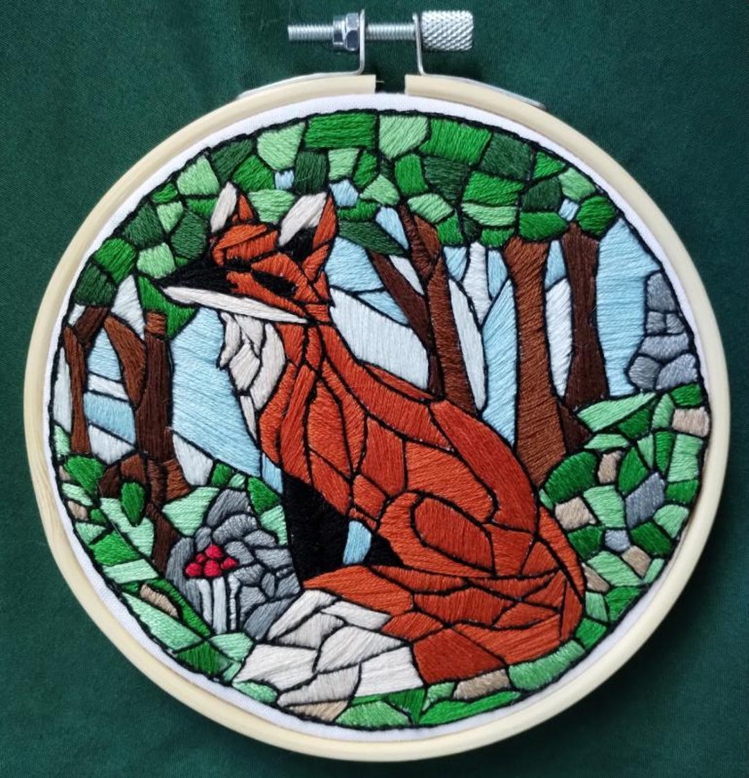 Woodland Fox 6" EMBROIDERY Pattern- Stained Glass Fox, Easy PDF Pattern ...