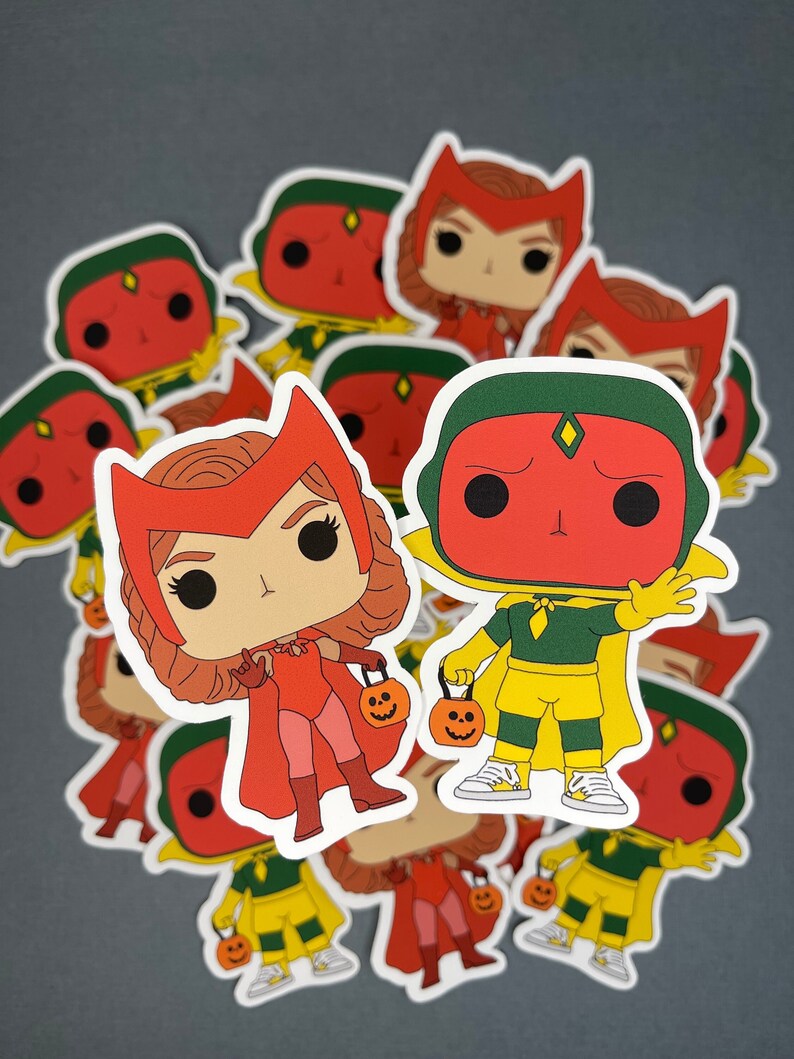Wanda and Vision Halloween Sticker Marvel Cinematic Universe, Funko Pop ...