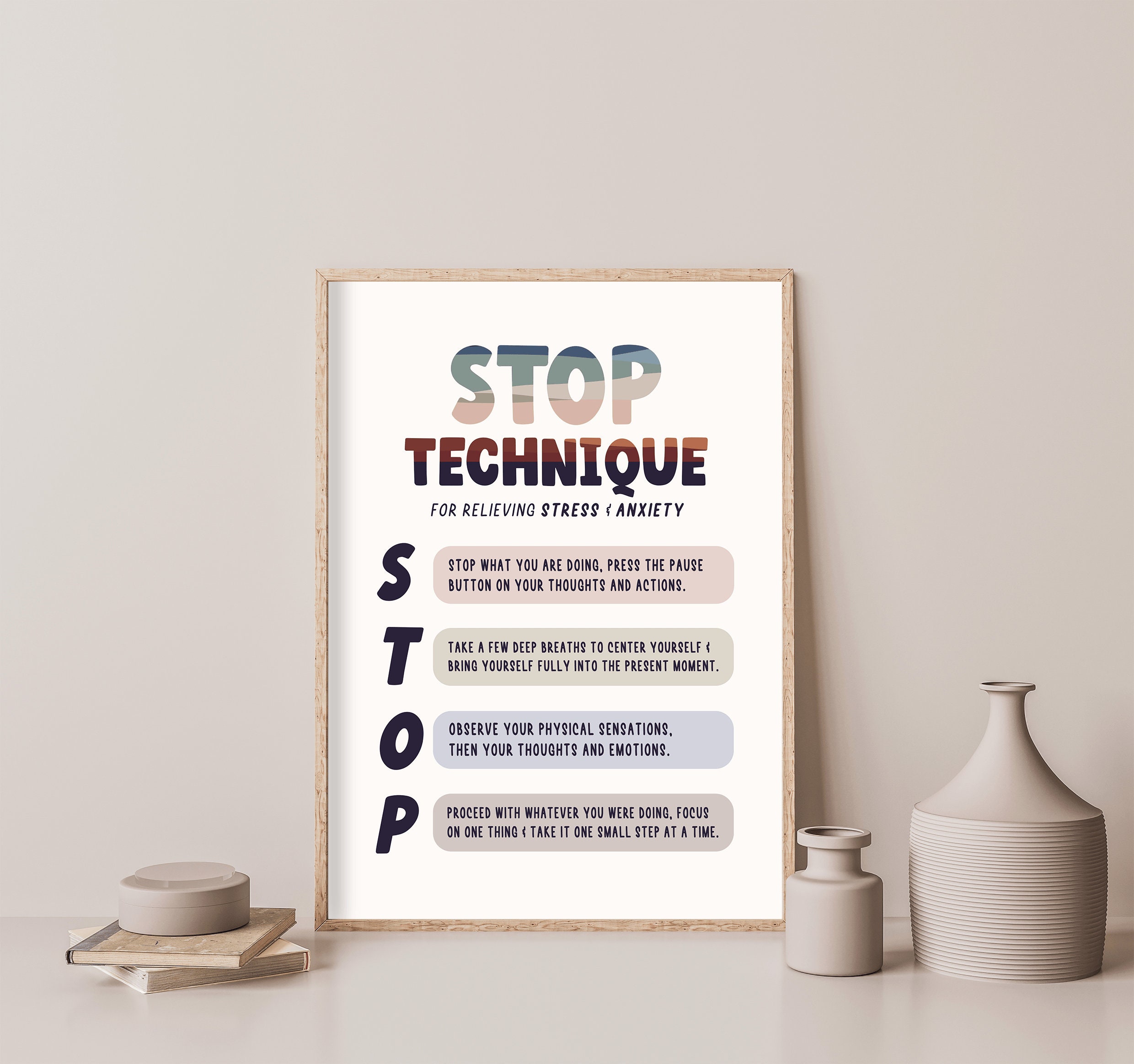 STOP TECHNIQUE Digital Printable Art School Counselor Office Psychology ...