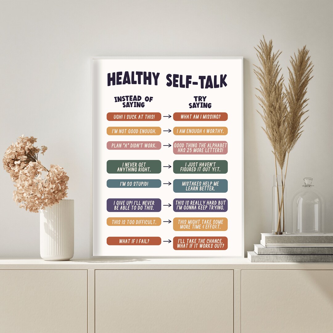 HEALTHY SELF-TALK Digital Printable Art School Counselor Office ...