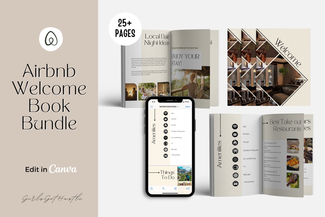 Airbnb Host Book Template Editable Airbnb Welcome Guide - Etsy