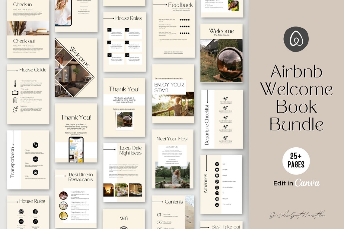 Airbnb Host Book Template Editable Airbnb Welcome Guide - Etsy