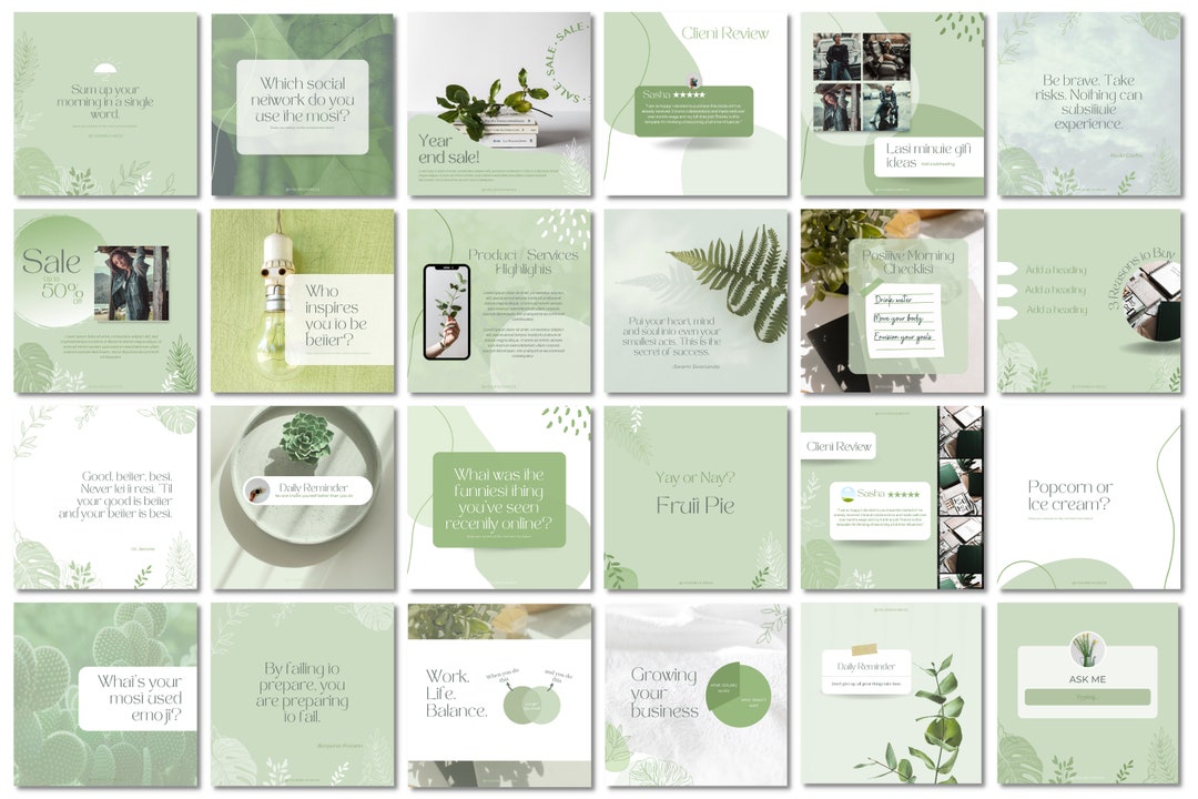 Green Social Media Post Templates Instagram Story Templates - Etsy