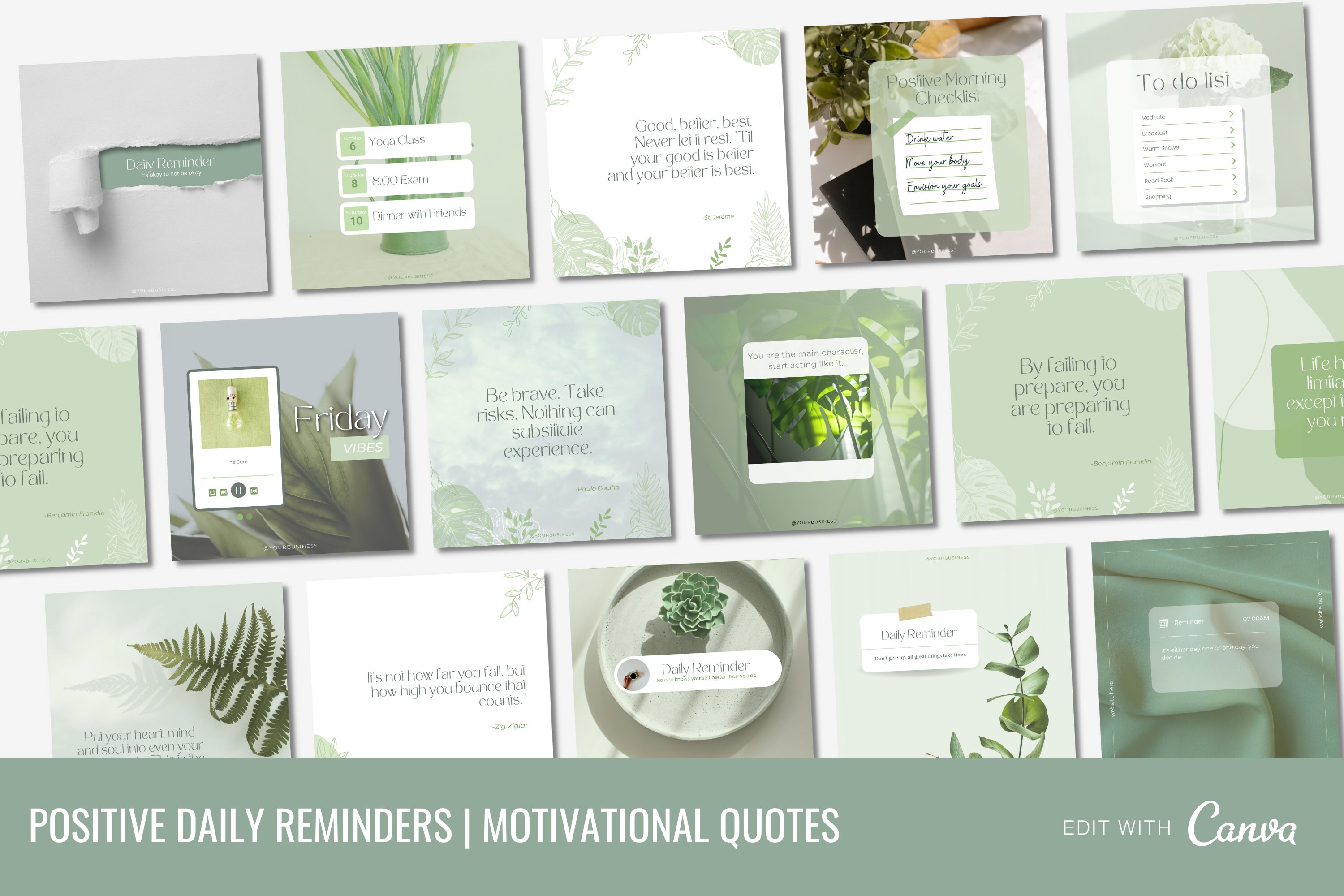 Green Social Media Post Templates Instagram Story Templates - Etsy