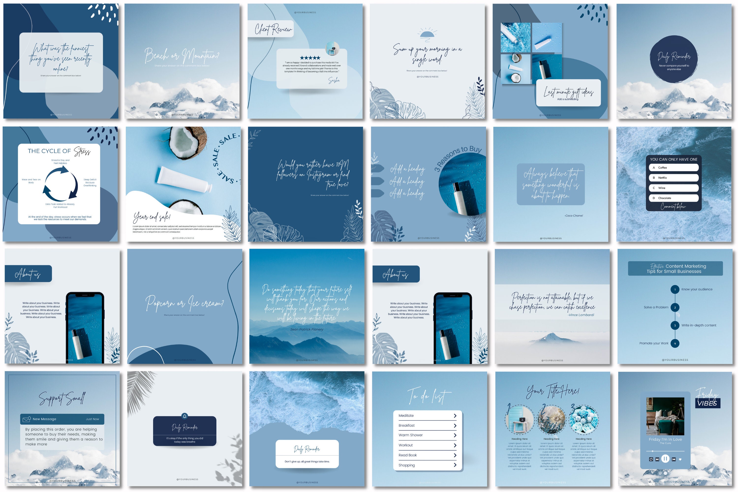 Blue Social Media Posts Blue Aesthetic Instagram Story - Etsy