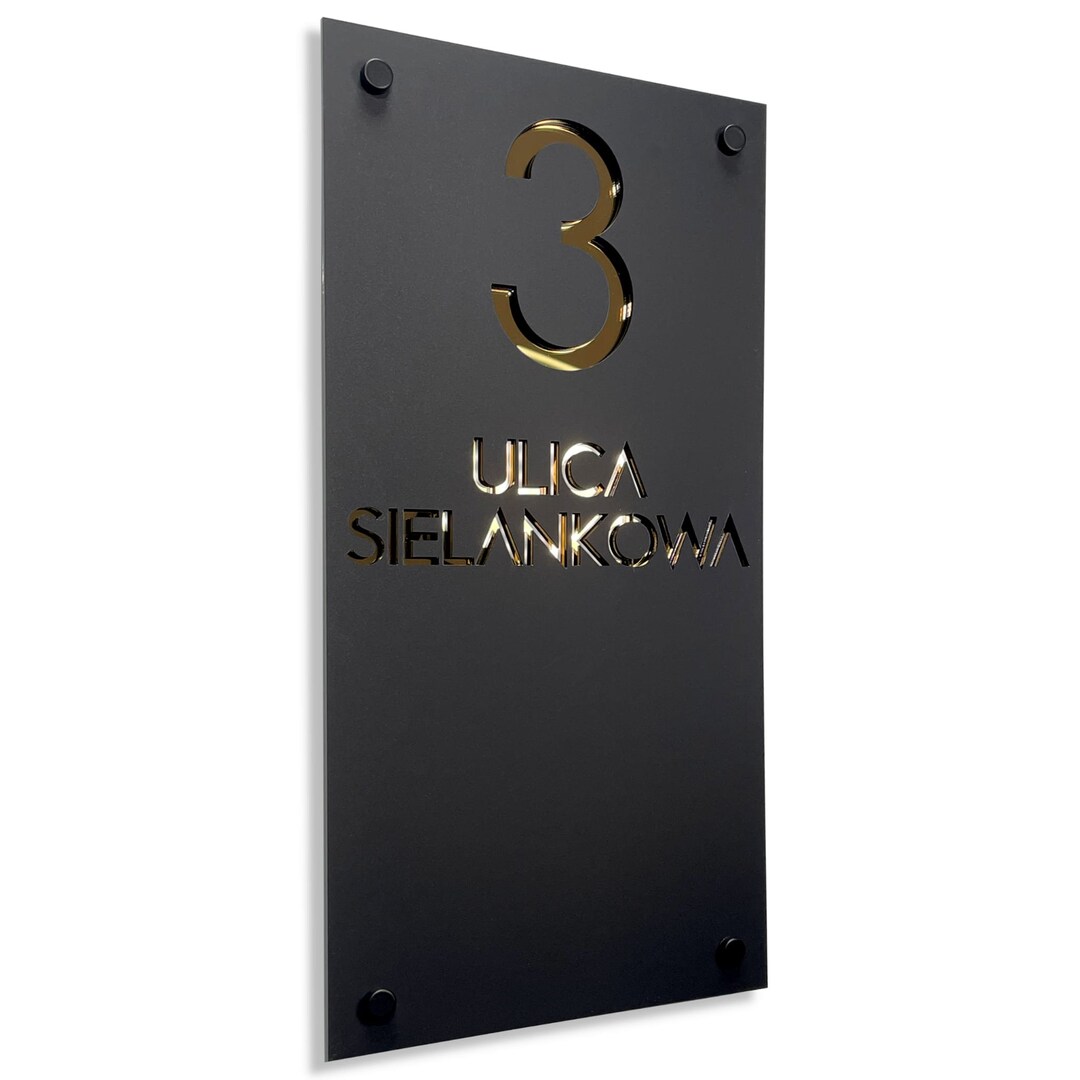 Address Plate Modern 20 X 40 Cm, Personalized House Number, Plexiglass ...