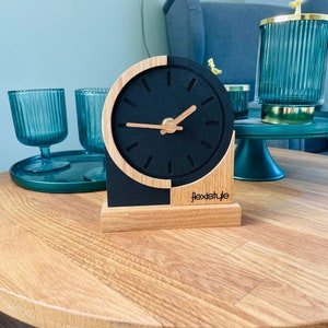 Table Clock stand Clock Oak Clock wooden Clock Modern Wooden Clock Home ...