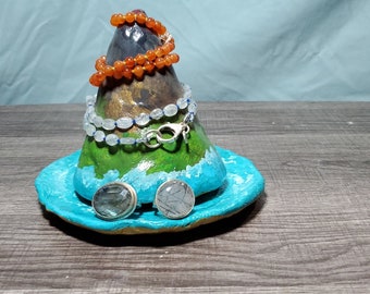 Other Assemblage Mixed Media & Collage Volcano wood trinket bowl ...