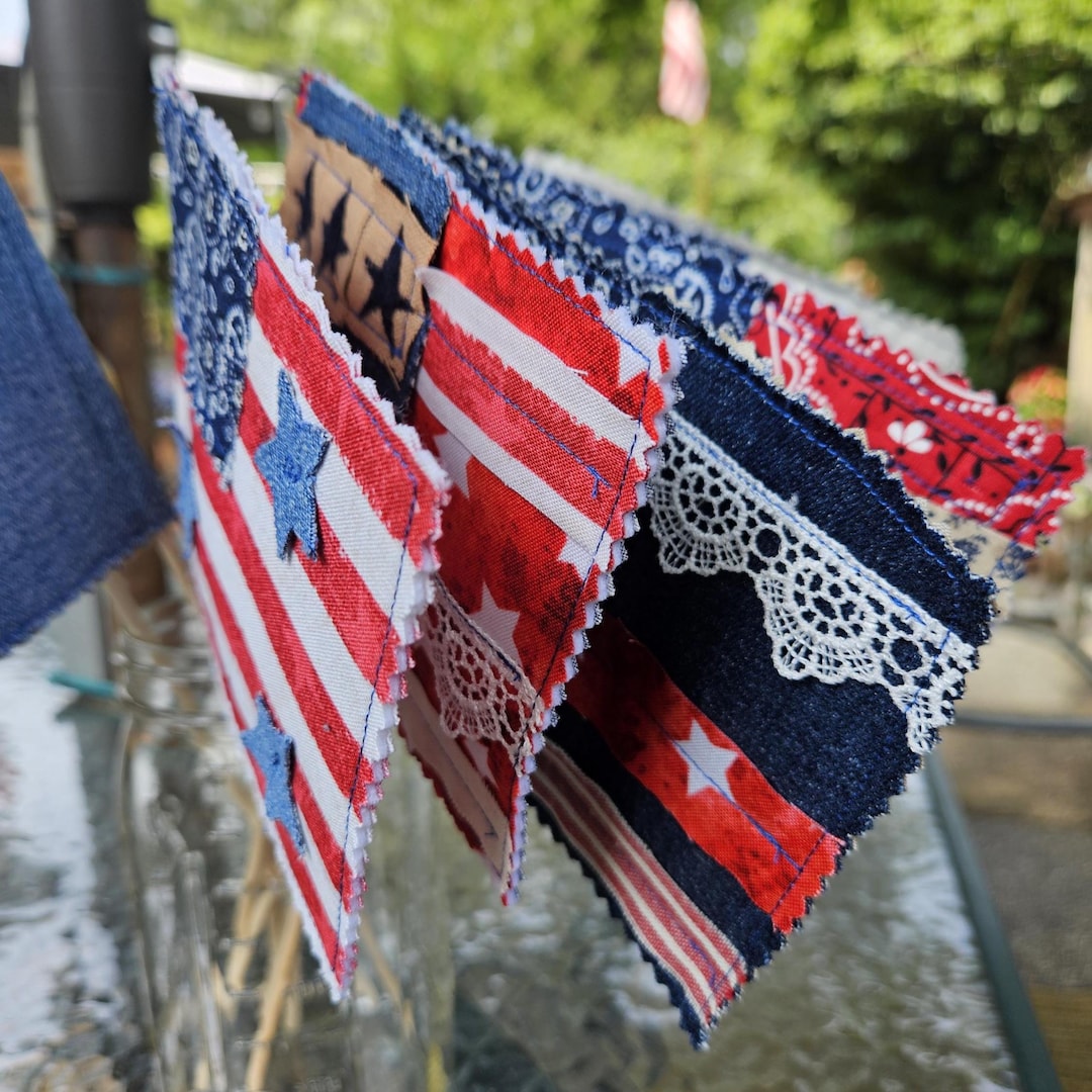 Americana Fabric Flag, Rustic Patriotic Decor, 4th of July Decor ...
