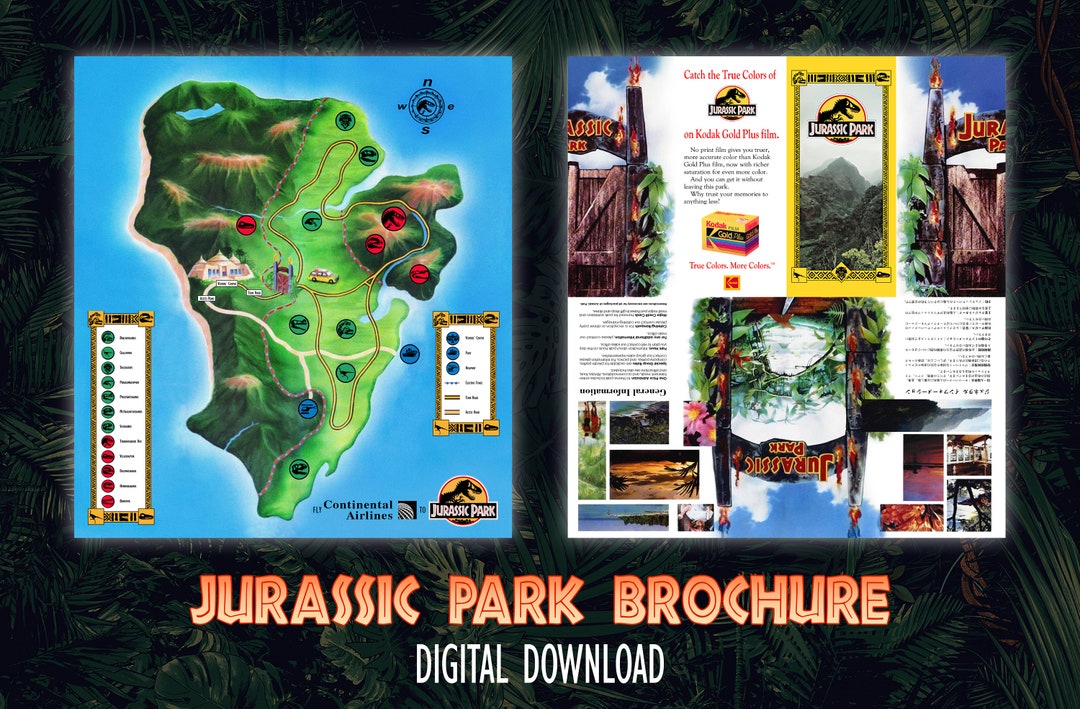 Jurassic Park Prop Replica, Jurassic Park Map Brochure, Jurassic Park ...
