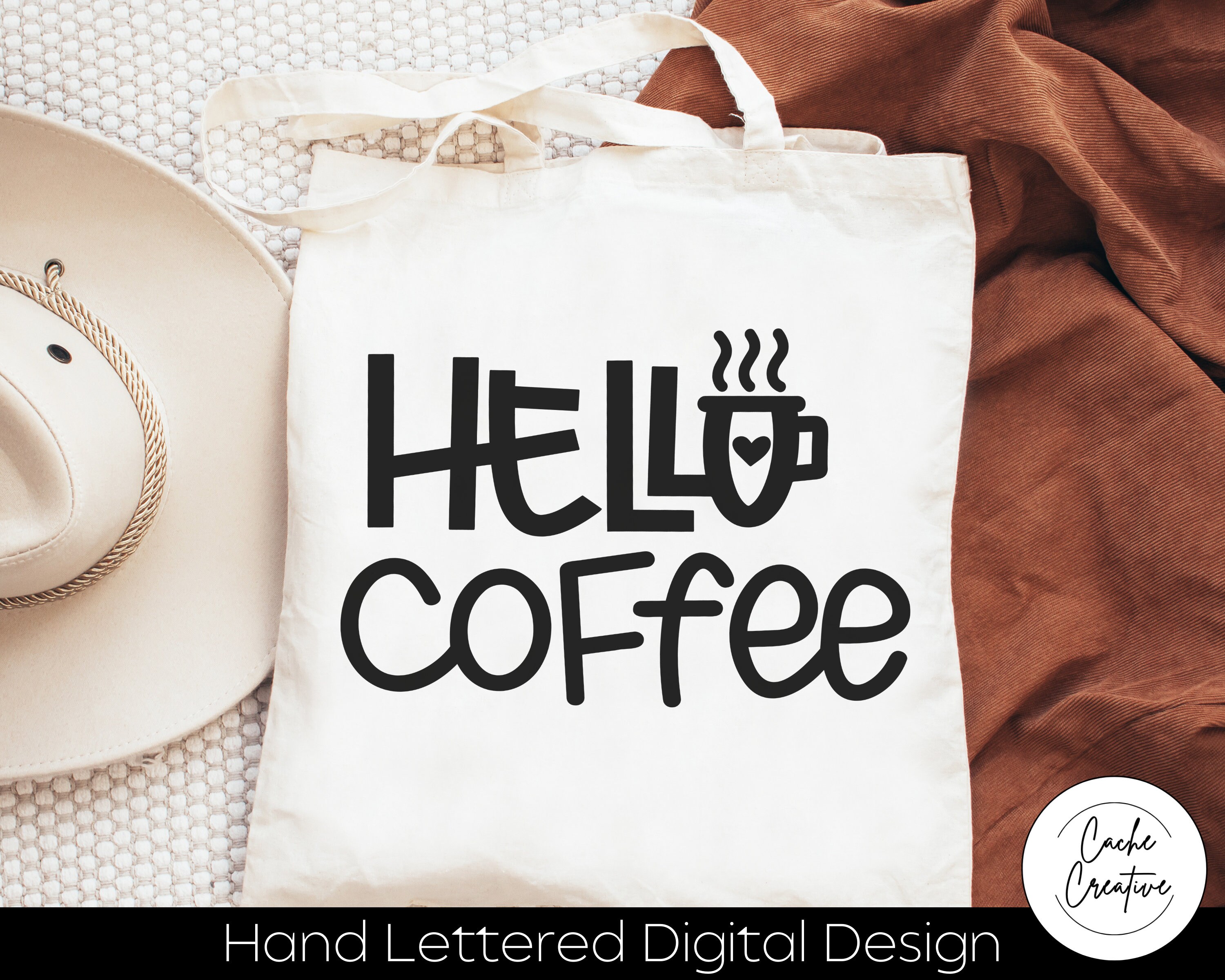Hello Coffee SVG: Hand Lettered Cut File (digital Download) - Etsy