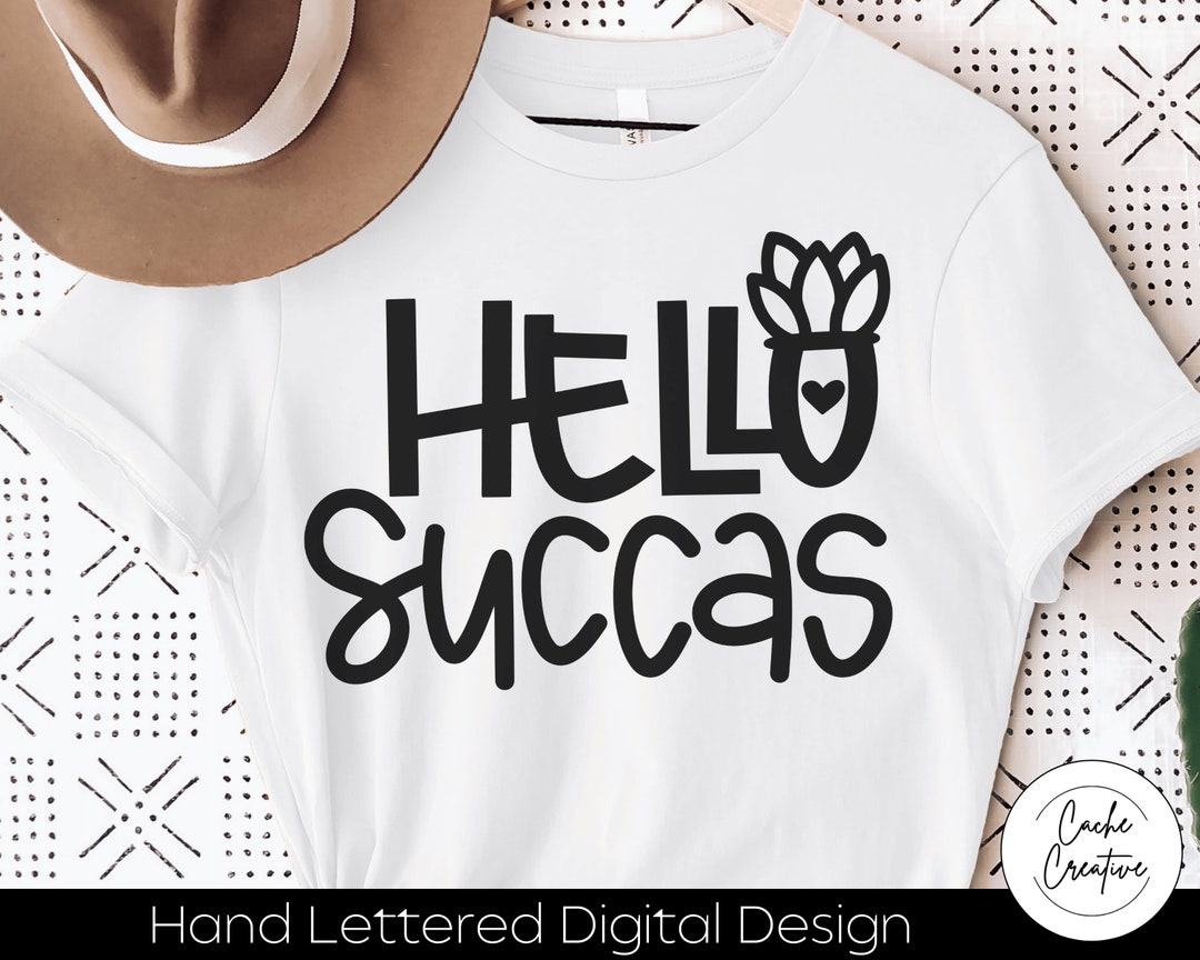 Hello Succas SVG: Plant Lover Decal, Mug, T-shirt Design (digital ...