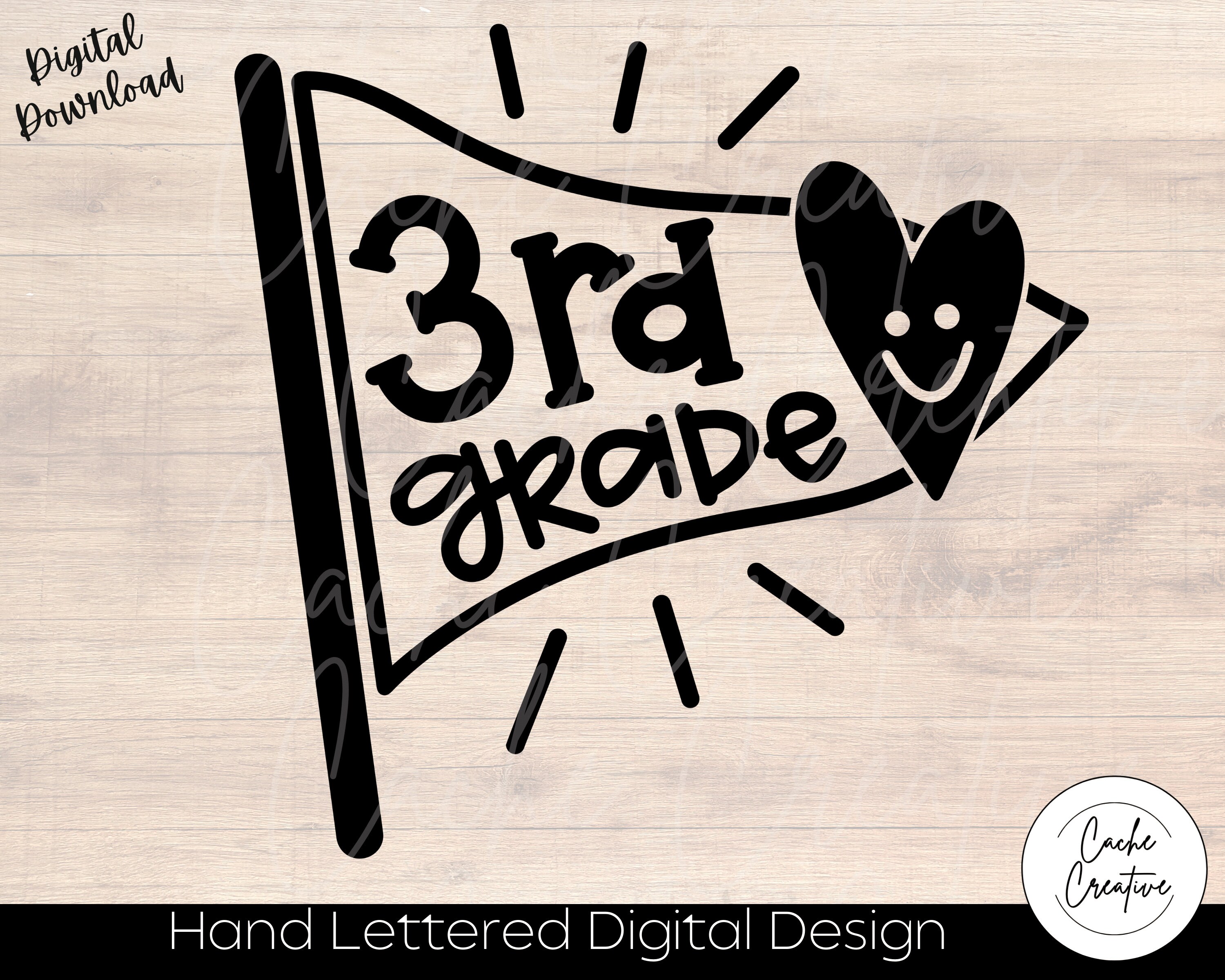 3rd Grade SVG: Hand Lettered Cut File (digital Download) - Etsy
