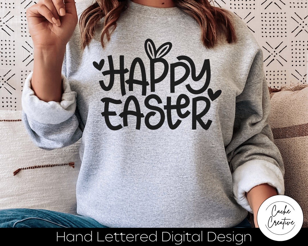 Happy Easter Bunny SVG: Hand Lettered Cut File (digital Download) - Etsy
