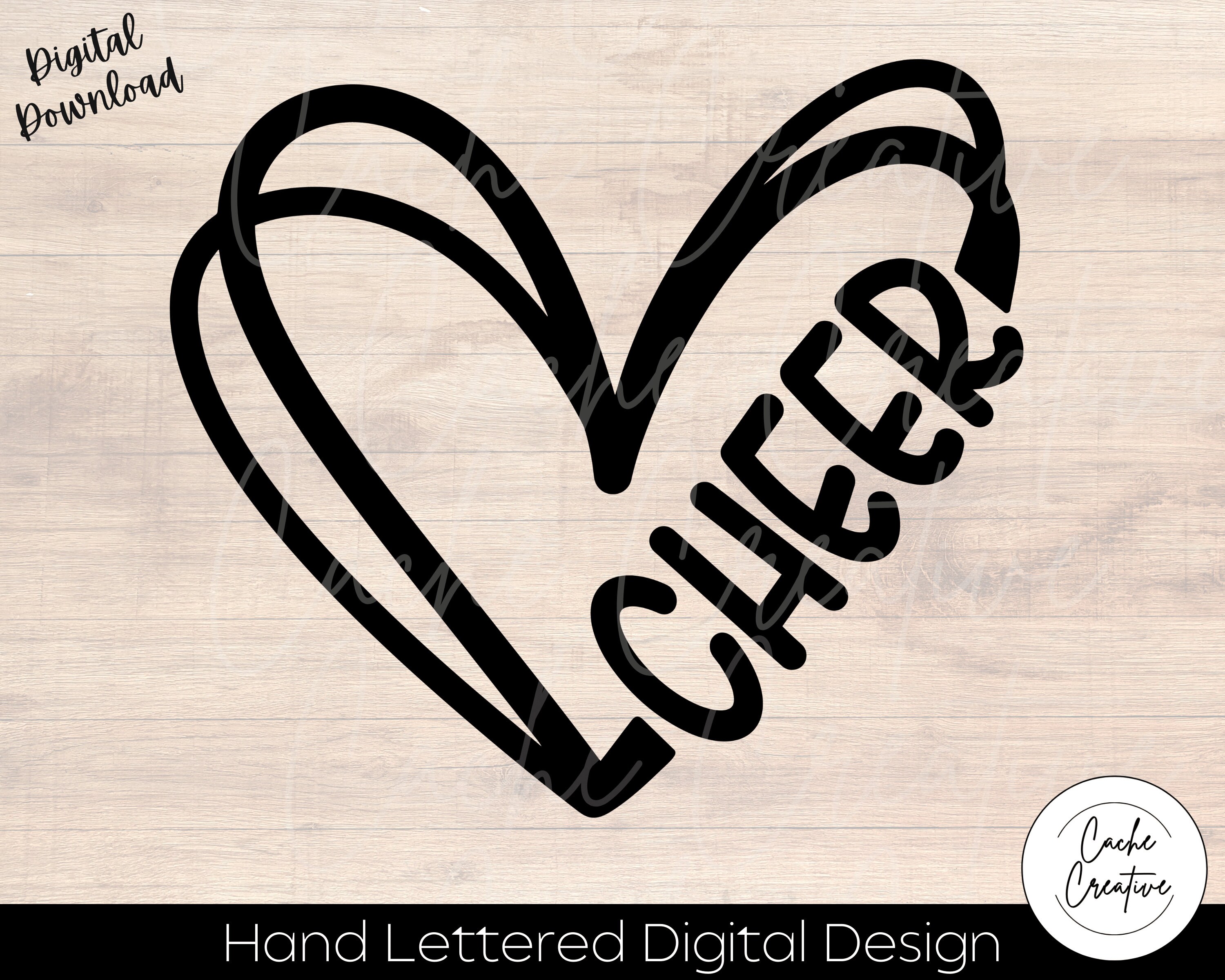 Cheer Heart Cheerleading SVG INSTANT DOWNLOAD Dxf Svg Eps - Etsy