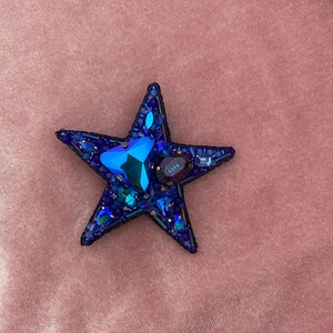 Blue Star Beaded Brooch: Handmade Embroidered Pin (2.75 Inches) - Etsy