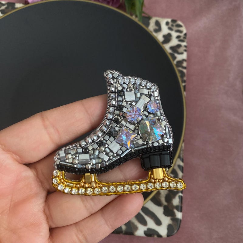 Ice Skating Brooch - Etsy UK
