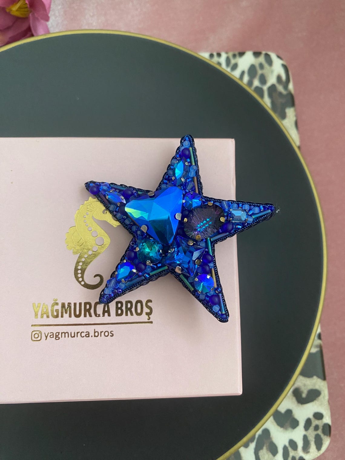 Blue Star Beaded Brooch: Handmade Embroidered Pin (2.75 Inches) - Etsy
