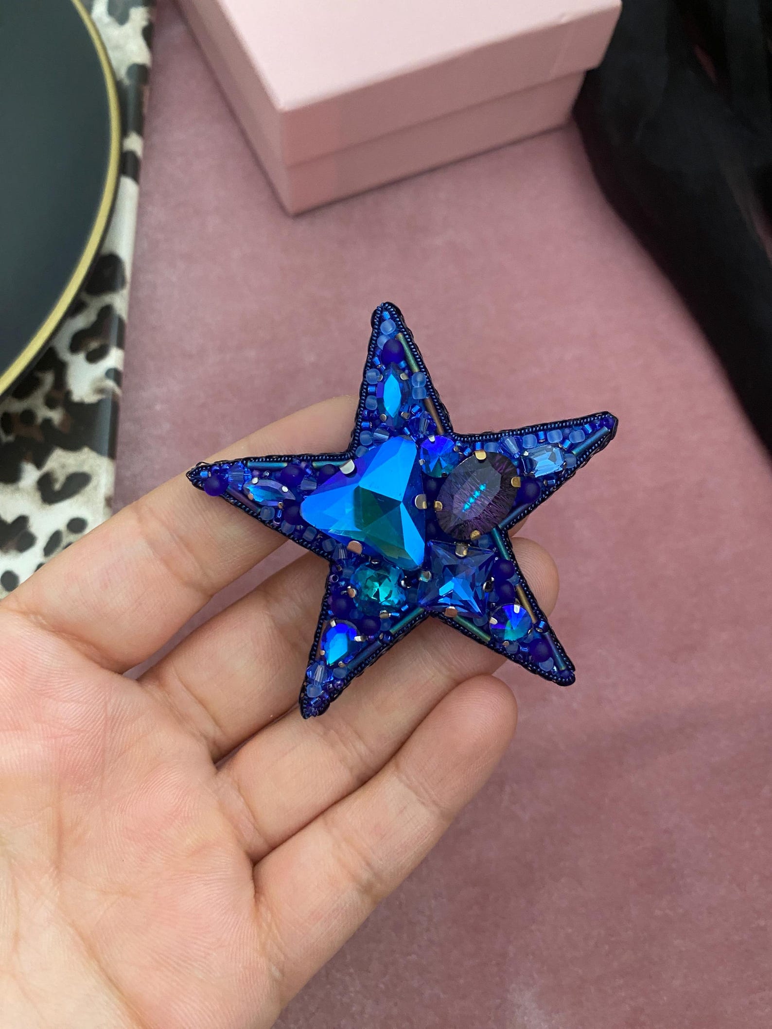 Blue Star Beaded Brooch: Handmade Embroidered Pin (2.75 Inches) - Etsy
