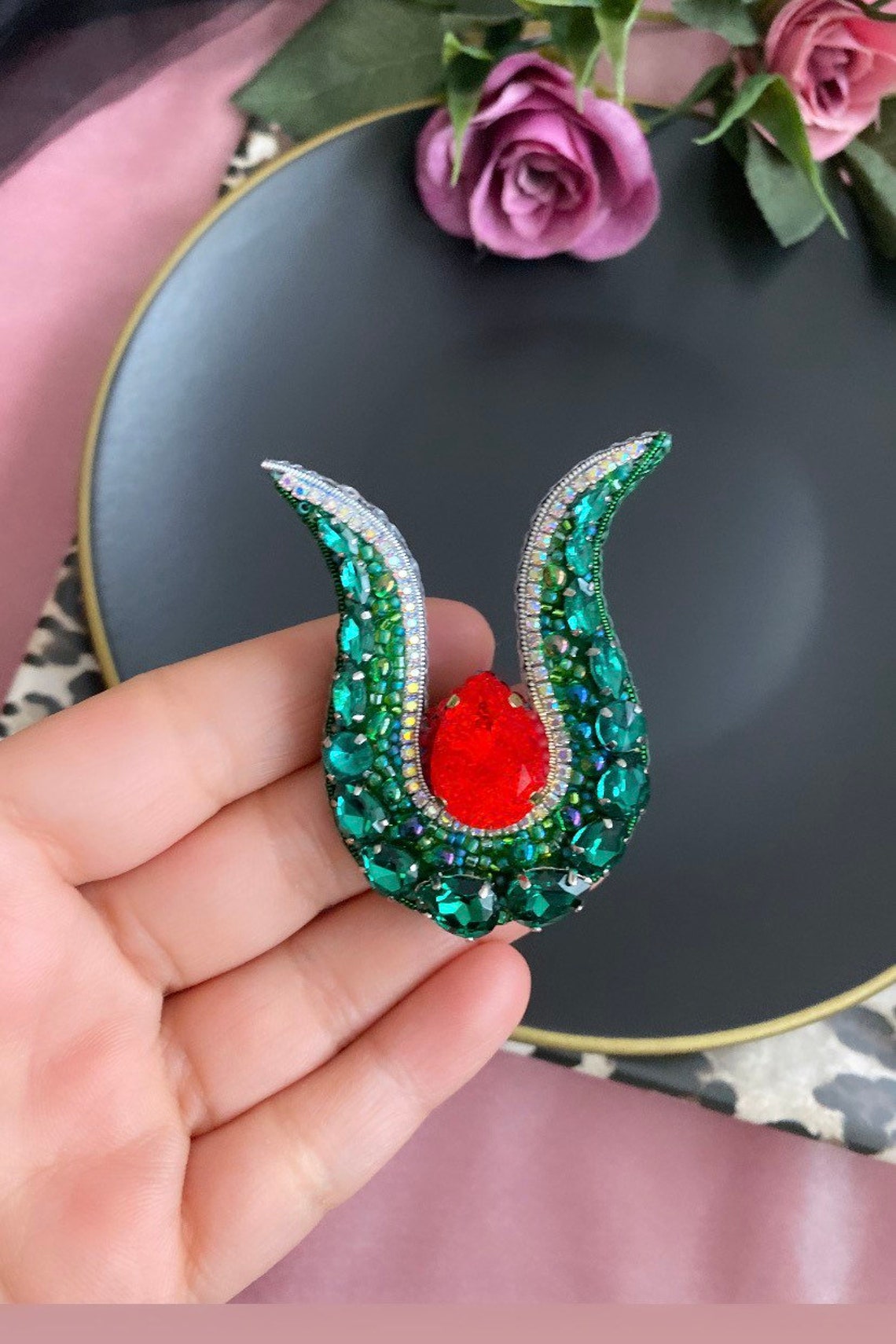 Beaded Tulip Brooch Embroidered Design Pin Ottoman Tulip - Etsy