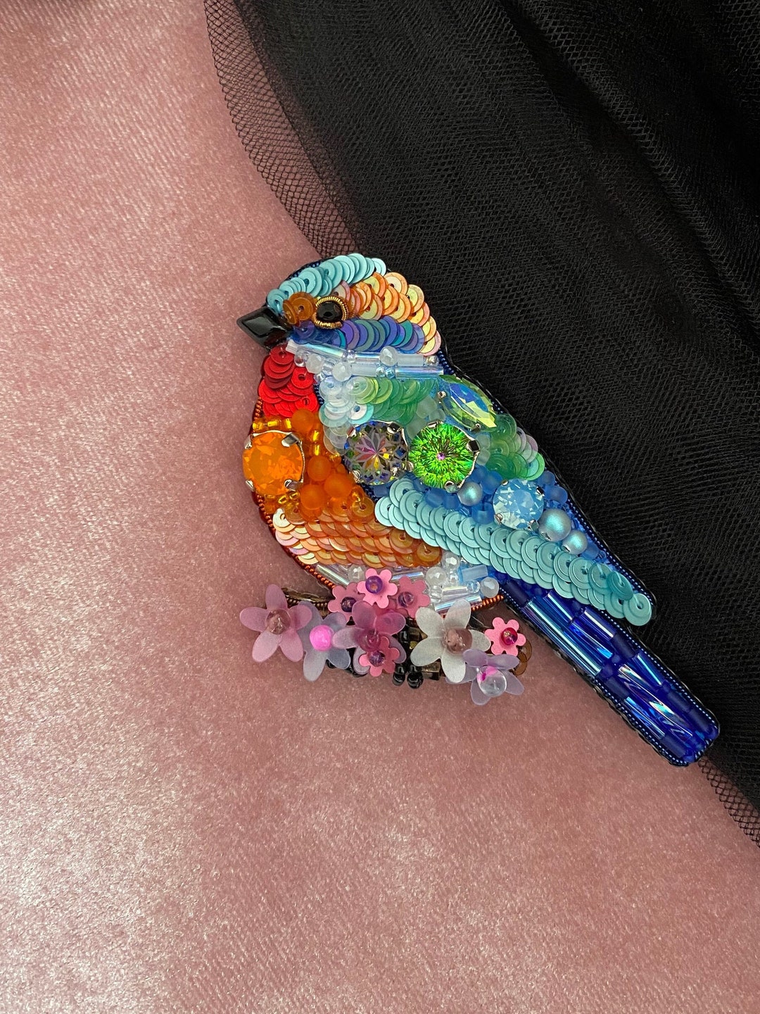 Handmade Bird Brooch, Colorful Bird Pin, Christmas Gift, Craftmanship ...
