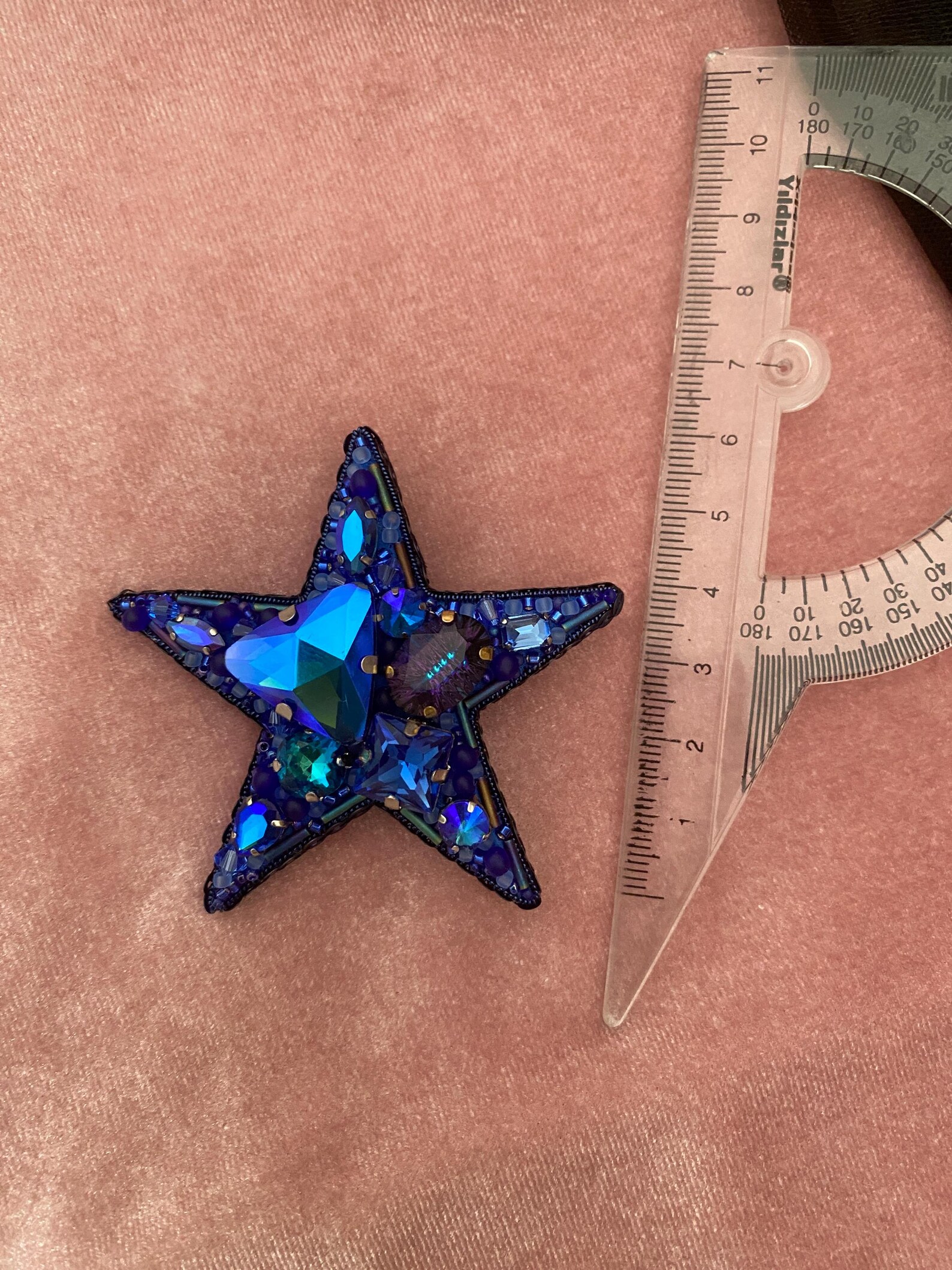 Blue Star Beaded Brooch: Handmade Embroidered Pin (2.75 Inches) - Etsy