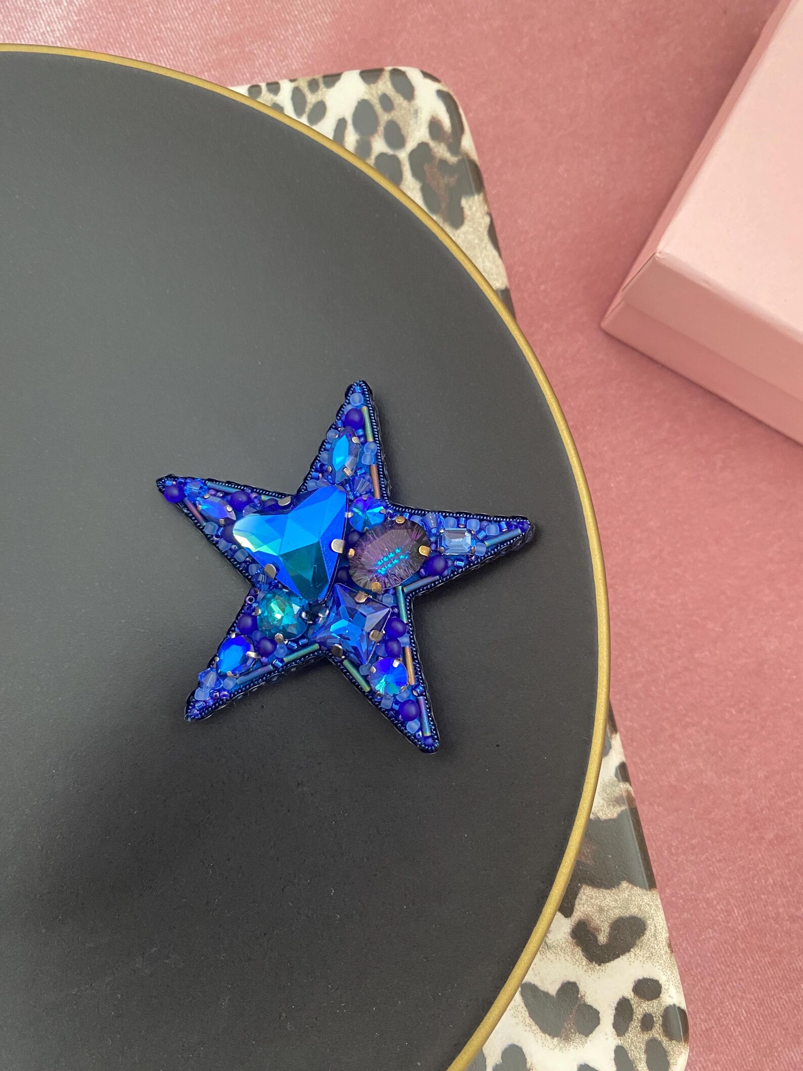 Blue Star Beaded Brooch: Handmade Embroidered Pin (2.75 Inches) - Etsy