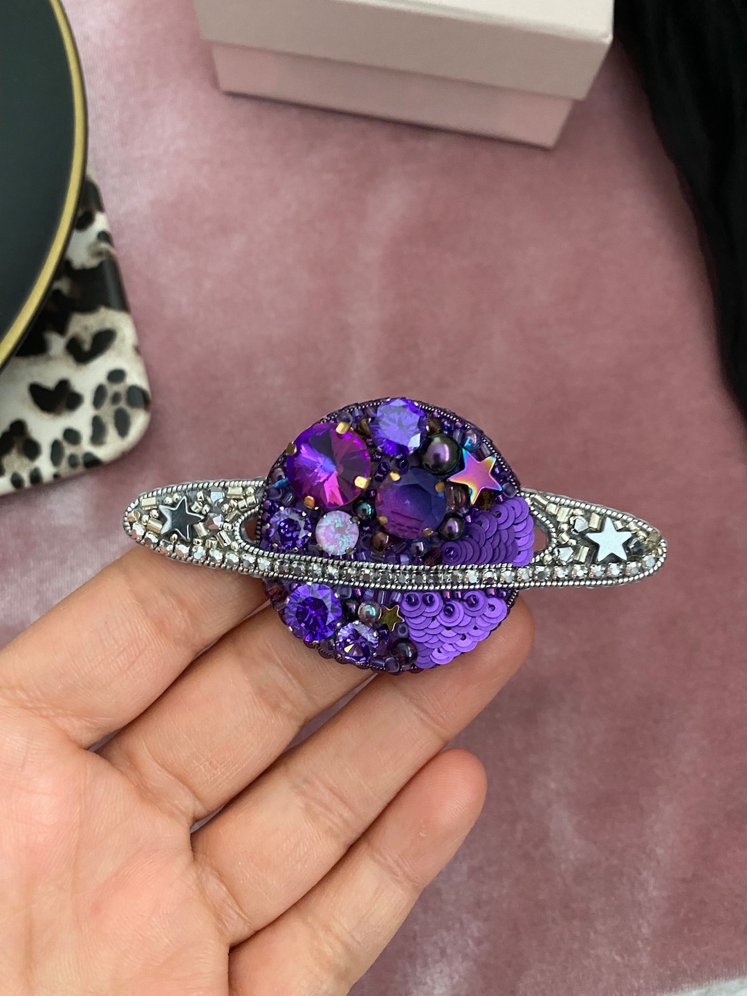 Handmade Planet Brooch , Gift for Her , Embroidered Gift, Saturn ...