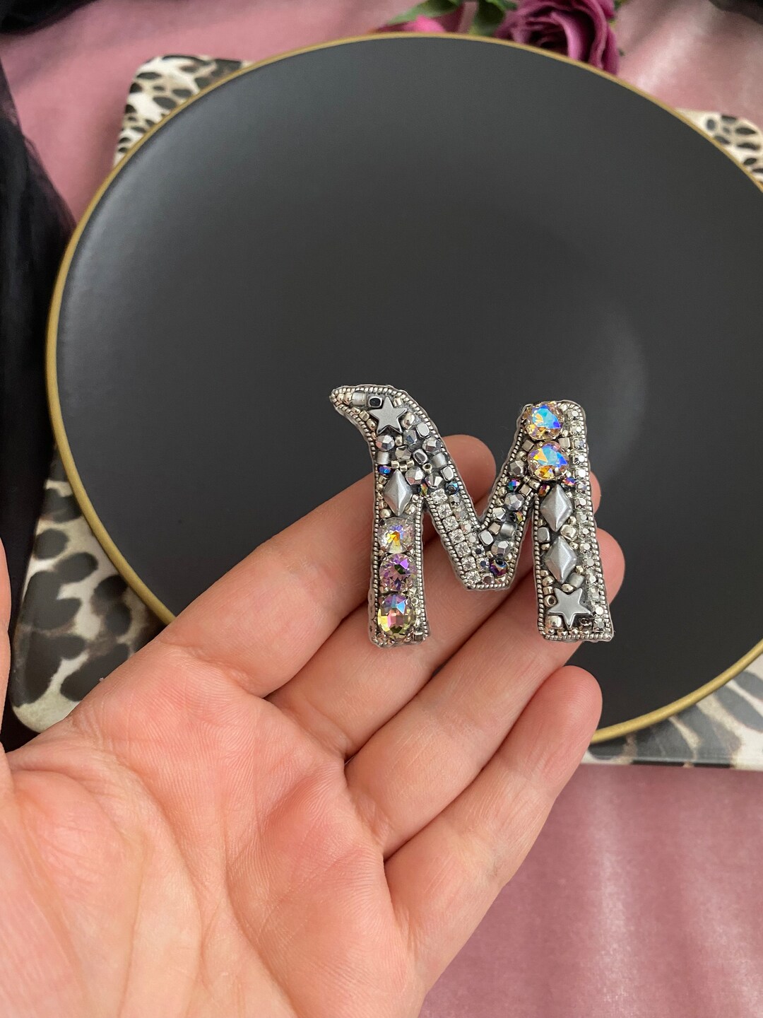 Name Letter Brooch, M Letter Pin, Name Jewelry, Initial Name Jewel ...