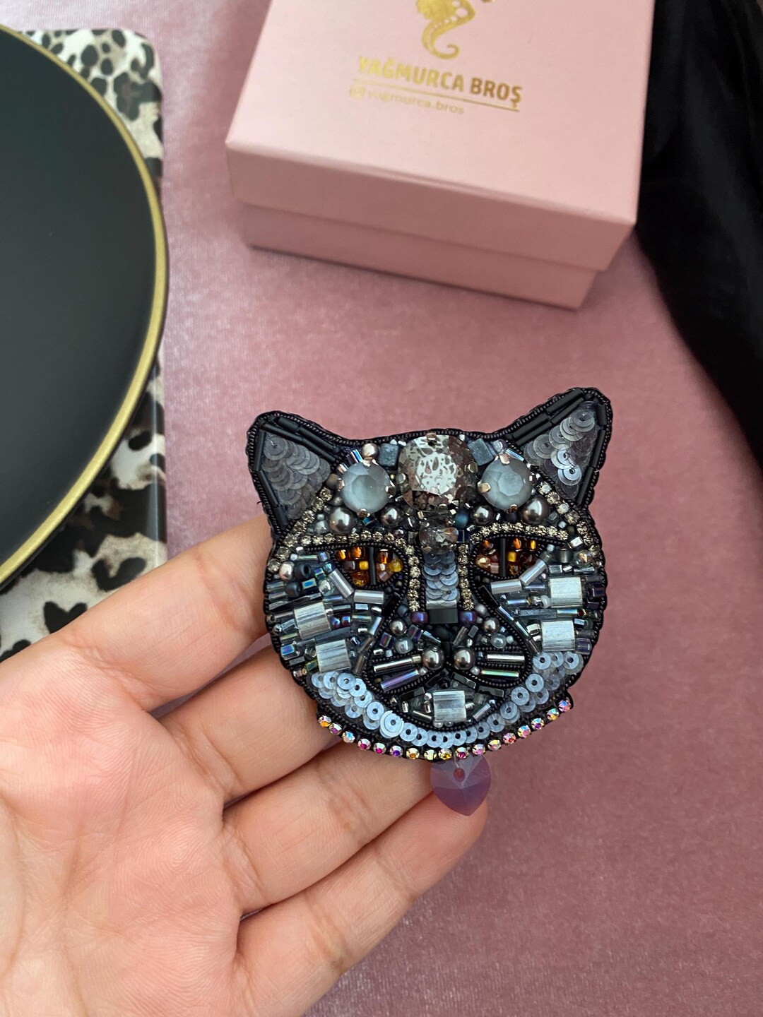 Pet Face Jewelry, Scottish Fold Cat, Cat Portrait Brooch, Handmade Pet ...