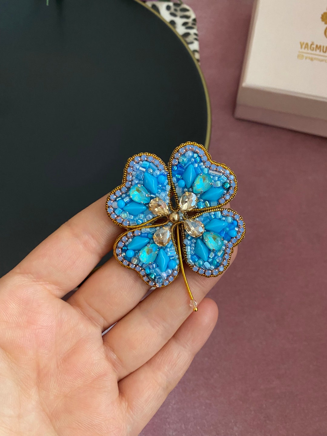 Handmade Clover Brooch, Cloverleafs Pin, Jewelry for Good Luck, Four ...