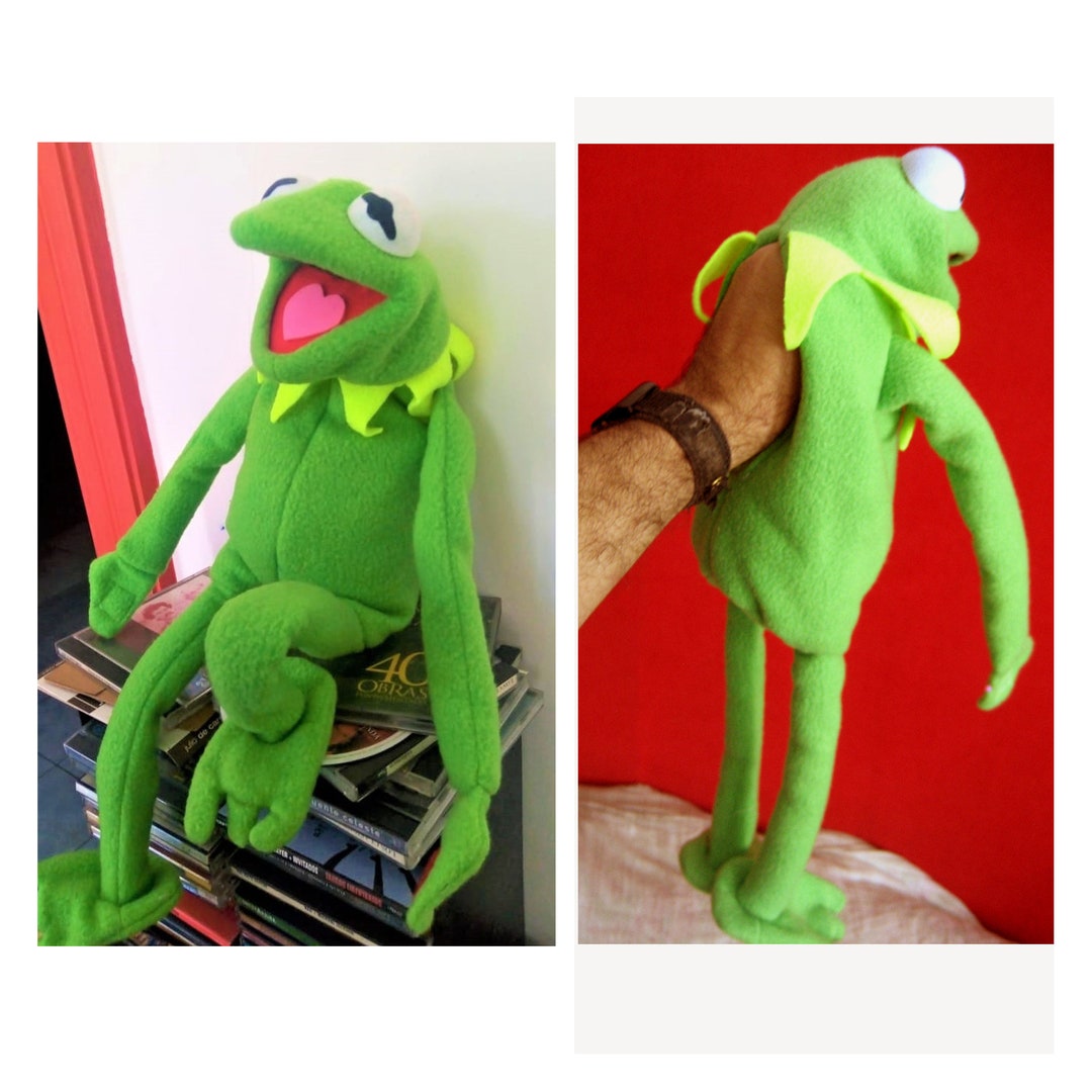 KERMIT Hand Crafted PUPPET Toy MUPPET Sesame Street Frog Rene Elmo ...