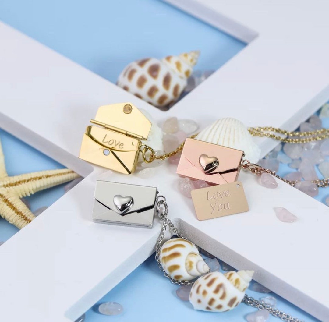Personalised Envelope Love Letter Necklace Custom Envelope Locket ...