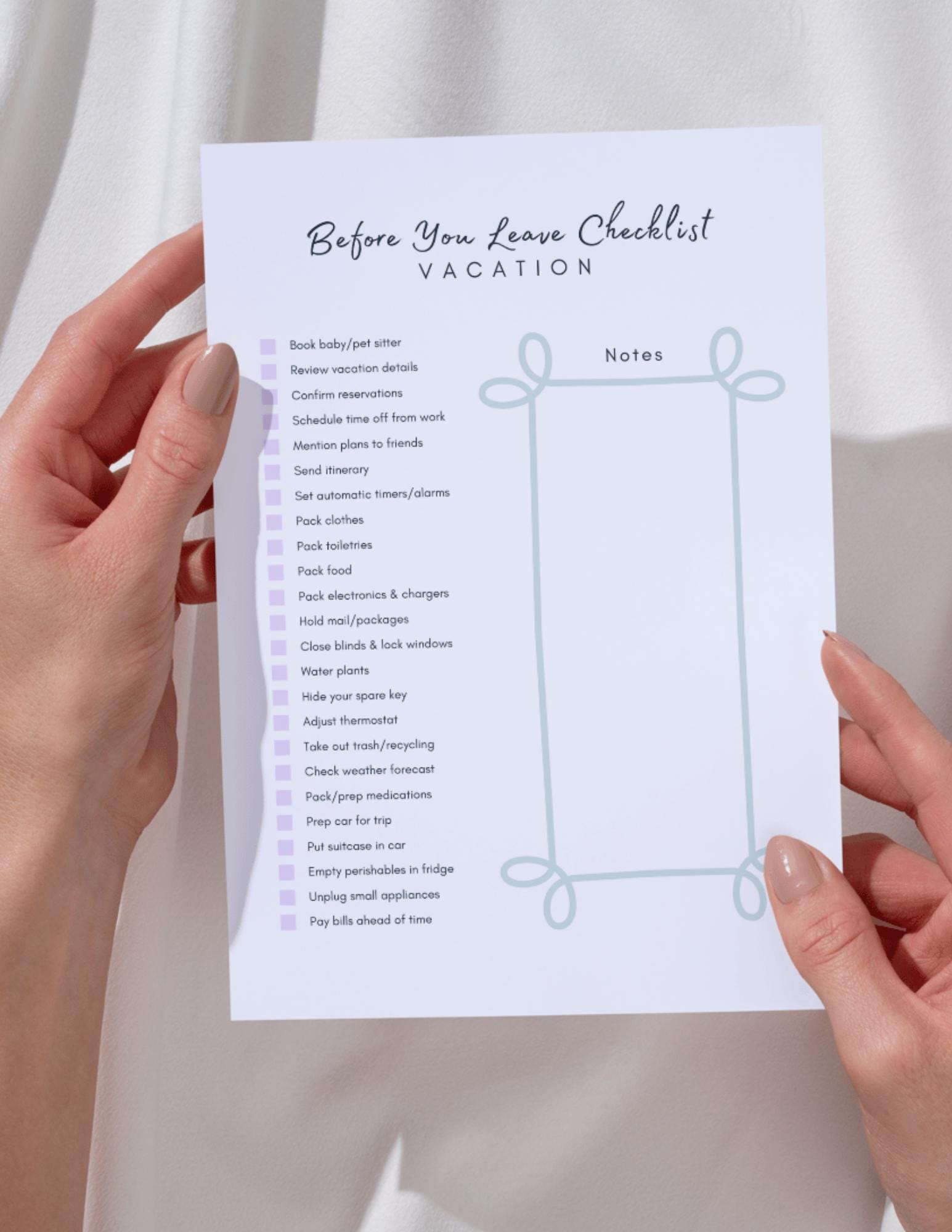 Pre Vacation Checklist - Printable - Etsy
