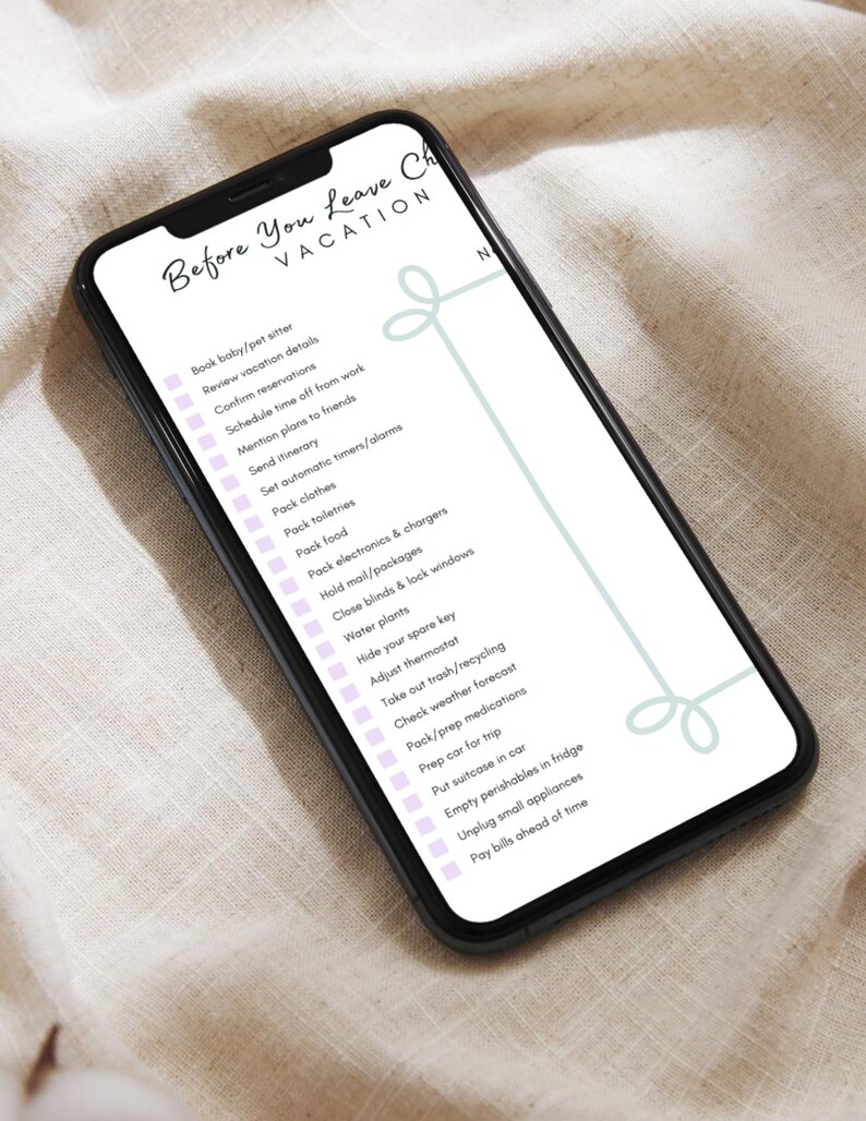 Pre Vacation Checklist Printable - Etsy